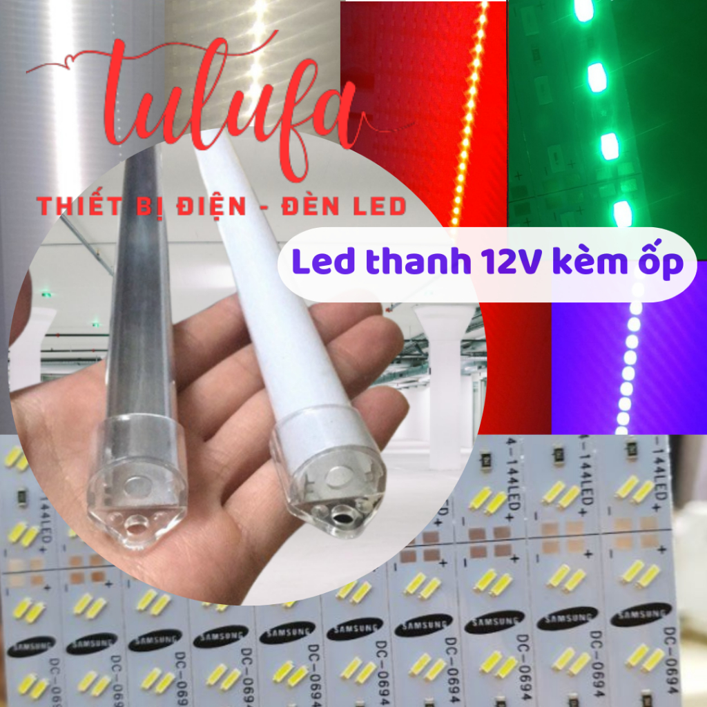 Led thanh 5730 4014 5054 mắt led kép dùng điện 12v kèm ốp + nhôm tản ...