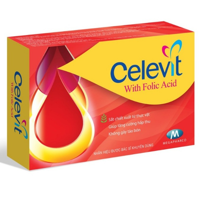 Viên uống Sắt Celevit With Folic Acid - Không gây táo bón Hộp 30 viên ...