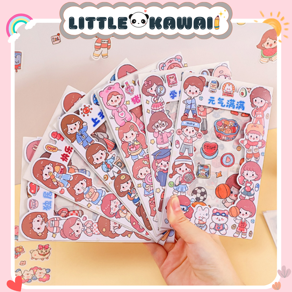 Set 4 tấm sticker hình dán cô gái dễ thương cute | Shopee Việt Nam