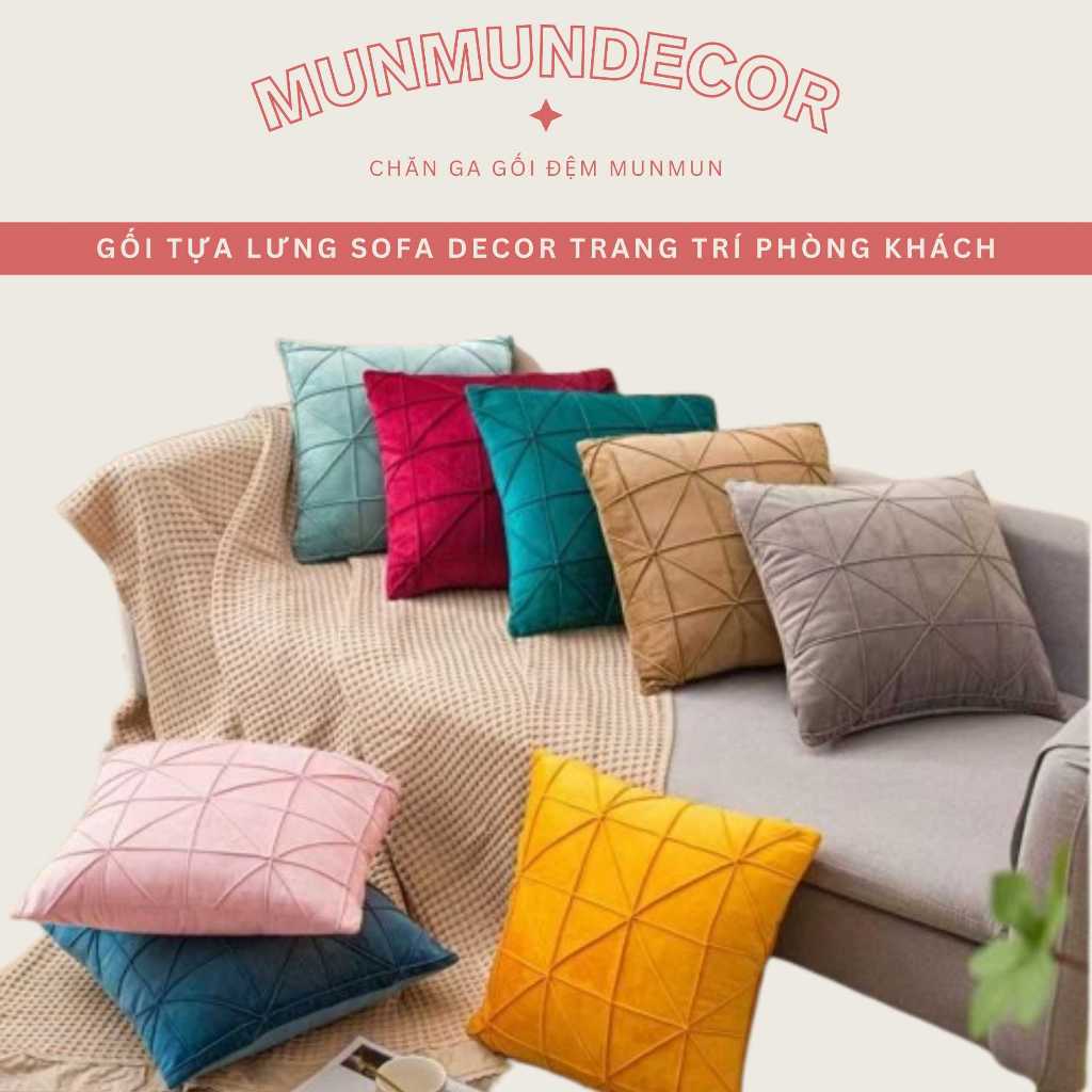 Vỏ gối tựa lưng sofa, gối vuông decor trang trí chất vải nhung kích ...