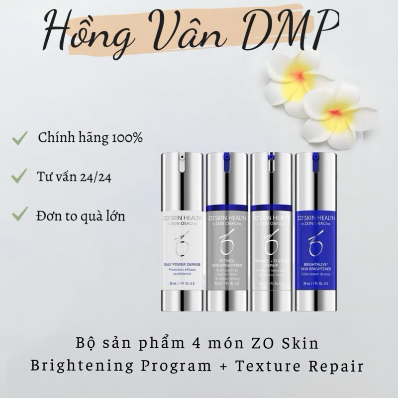 Bộ sản phẩm 4 món ZO Skin Brightening Program + Texture Repair | Shopee ...