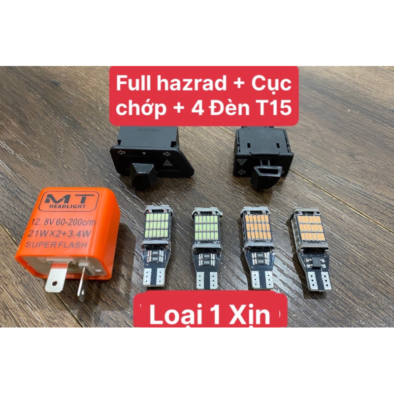 Combo Haza + 4 Bóng T15 Siêu Sáng Gắn Wave A 50/100/110, Wiiner, blade ...