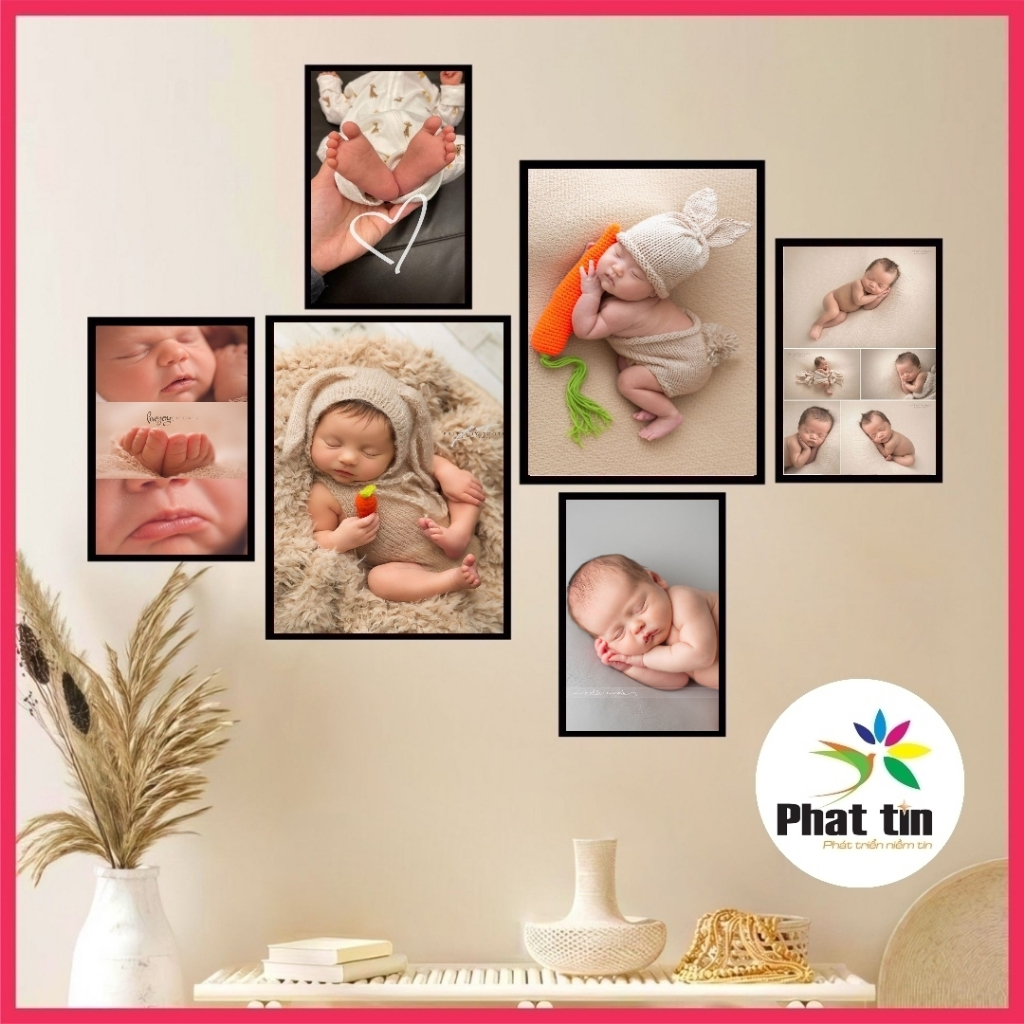 Tranh em bé, baby dễ thương, bộ 6 tấm dán tường cho các mẹ bầu, tranh ...