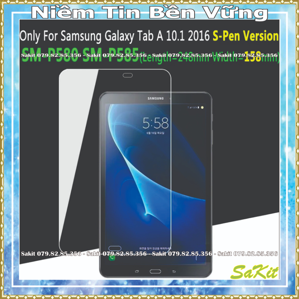 Kính cường lực full màn hình máy tính bảng samsung tab A6 10.1 inch ( p580- p585) 2016 có bút ...