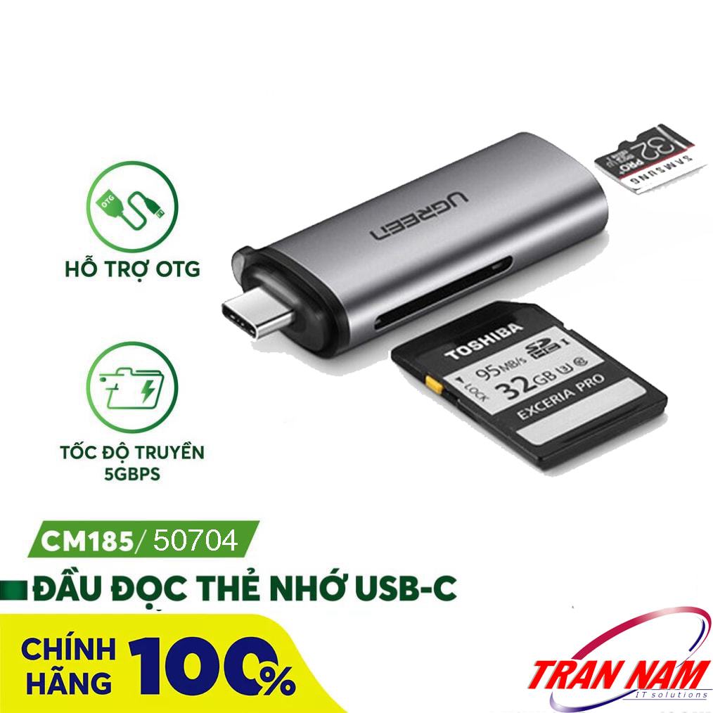 Đầu đọc thẻ USB Type-C và USB 3.0 Hỗ Trợ SD/TF, Chính hãng Ugreen 50704 ...