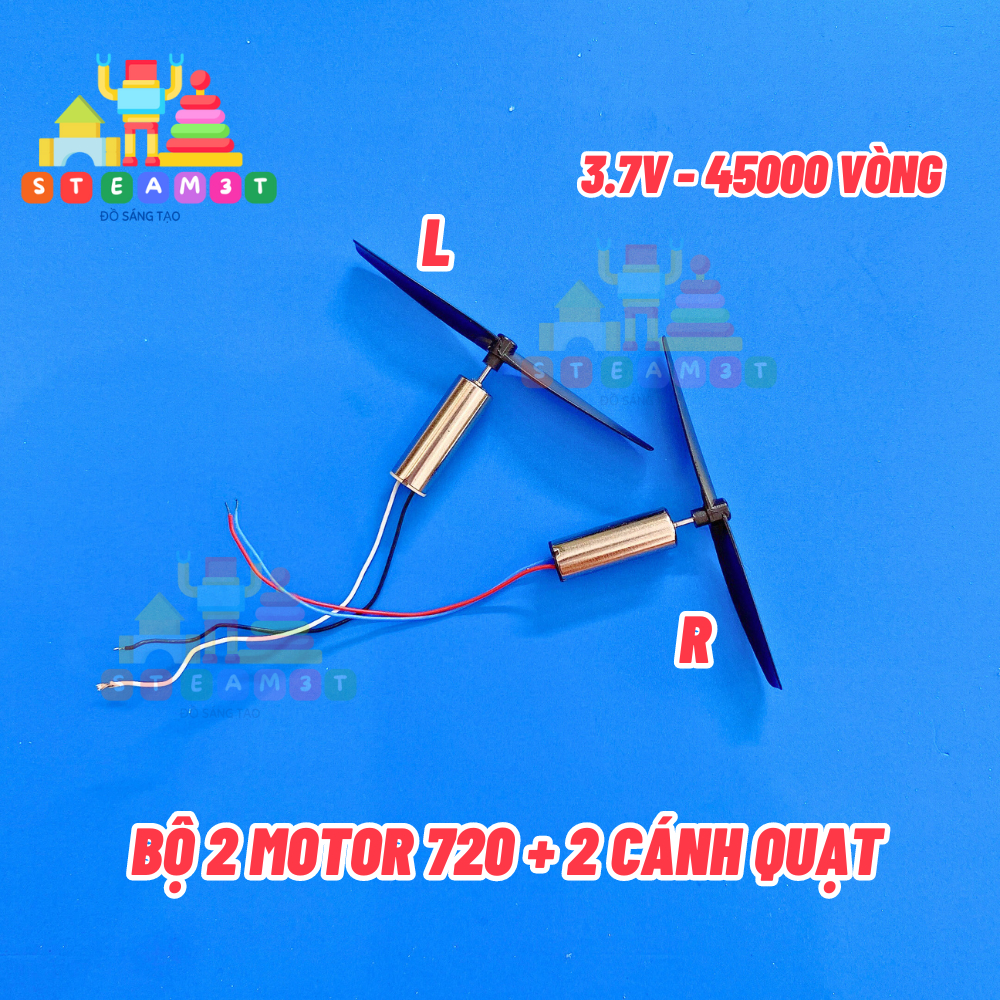 2 motor 720 kèm 2 cánh quạt 60mm motor máy bay mini mới 3.7V tốc độ ...
