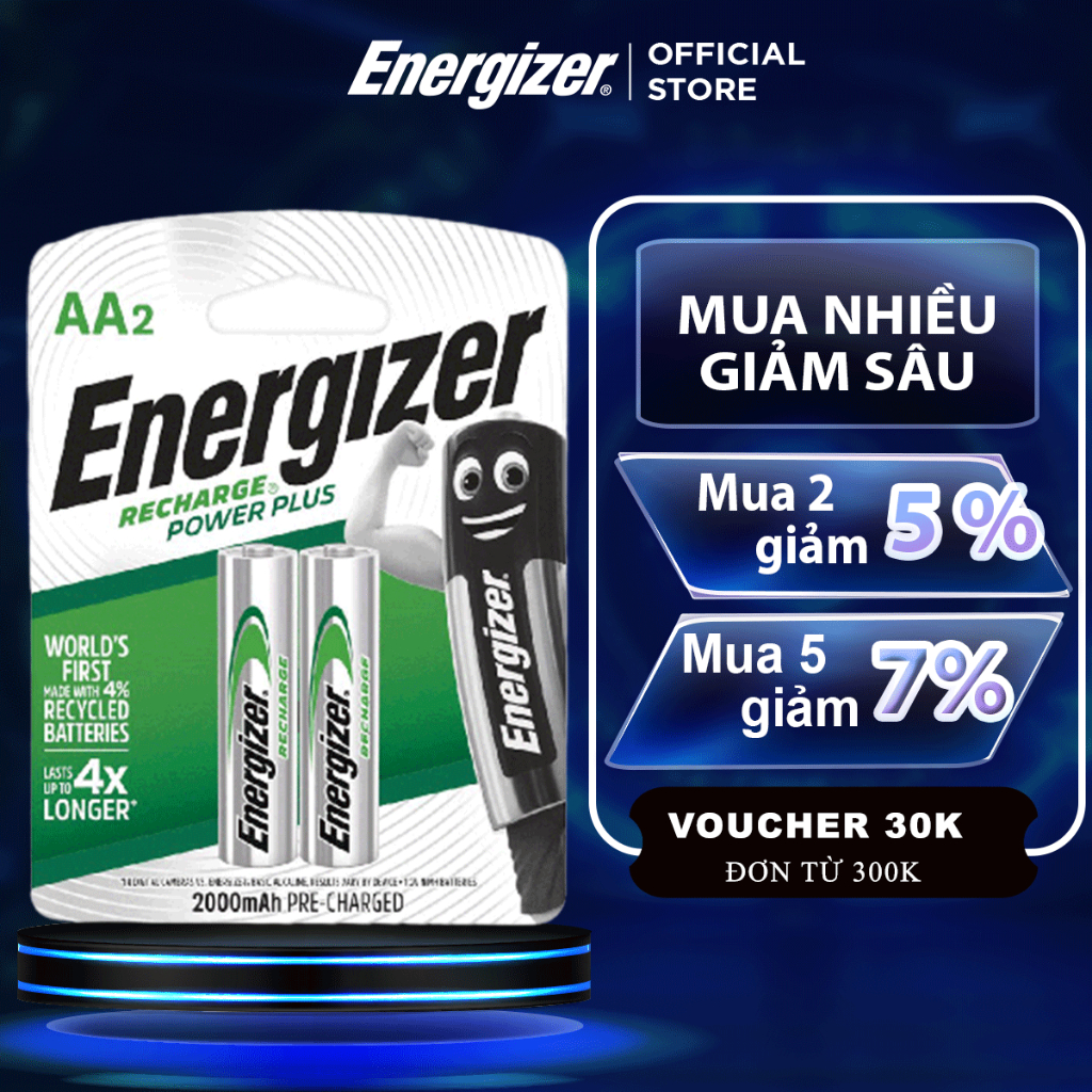 Pin Sạc Energizer Aa 2000mah Nh15 Pp Rp2 Vỉ 2 Viên Hàng Chính Hãng Shopee Việt Nam