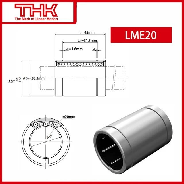Bạc đạn tròn – con trượt tròn LME20UU– hãng THK – made in Japan ...