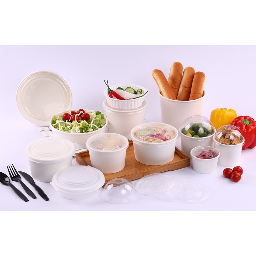 [Bán sỉ - Hoả tốc] 50 Tô giấy trắng kèm nắp cỡ 480ml, 550ml, 750ml,1000ml | Shopee Việt Nam