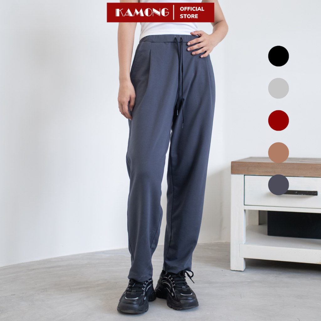 Quần nỉ dài nữ KAMONG chất liệu thun nỉ da cá cao cấp dáng suông Q018 ...