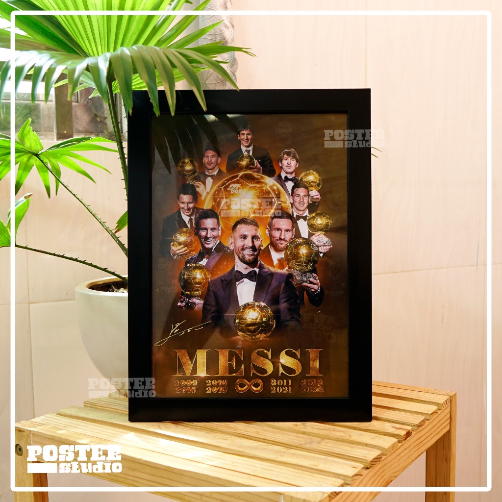 Khung ảnh poster LIONEL MESSI 8 QBV gồm 2 kích thước để bàn A5 (18cm x ...
