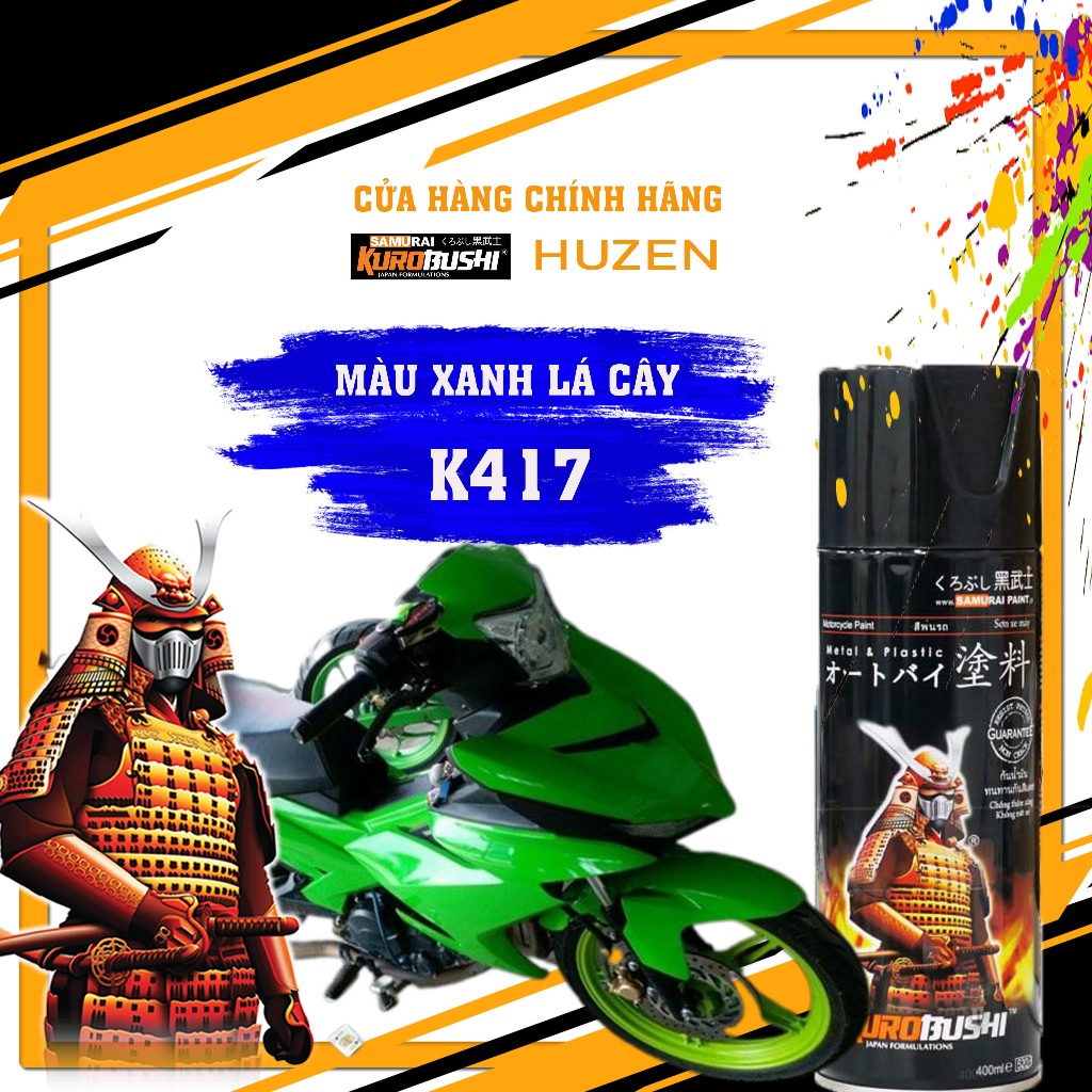 Sơn Samurai K417 màu Xanh lá cây- Huzen Việt Nam | Shopee Việt Nam
