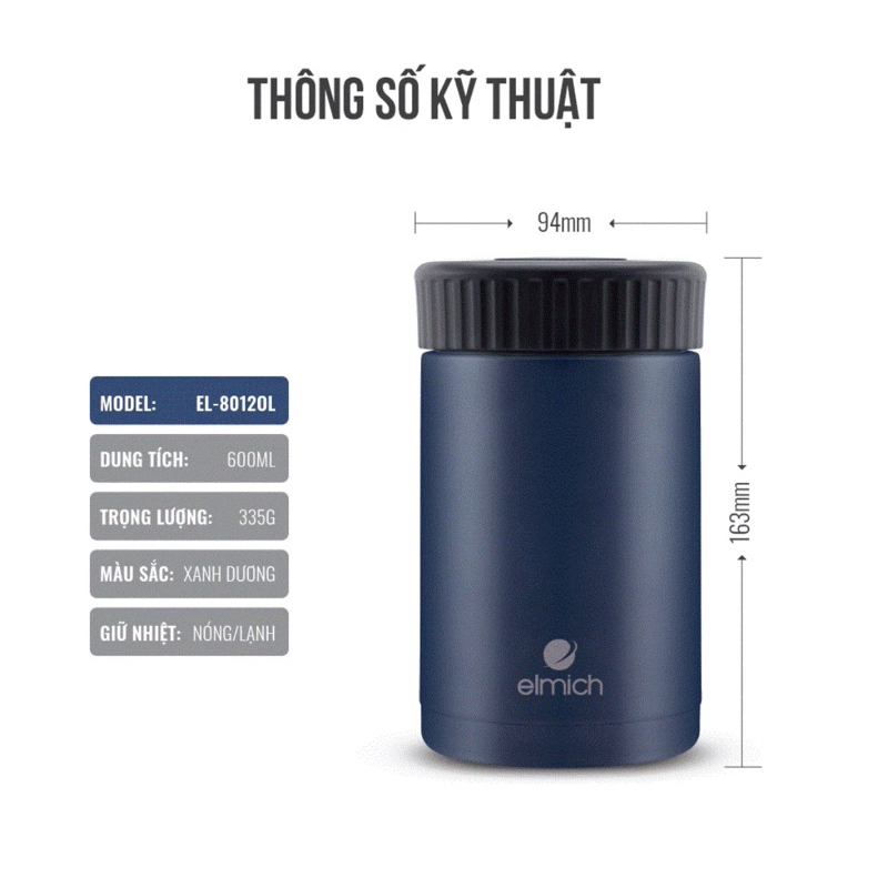 Bình giữ nhiệt inox 304 Elmich EL-8012OL dung tích 600ml | Shopee Việt Nam