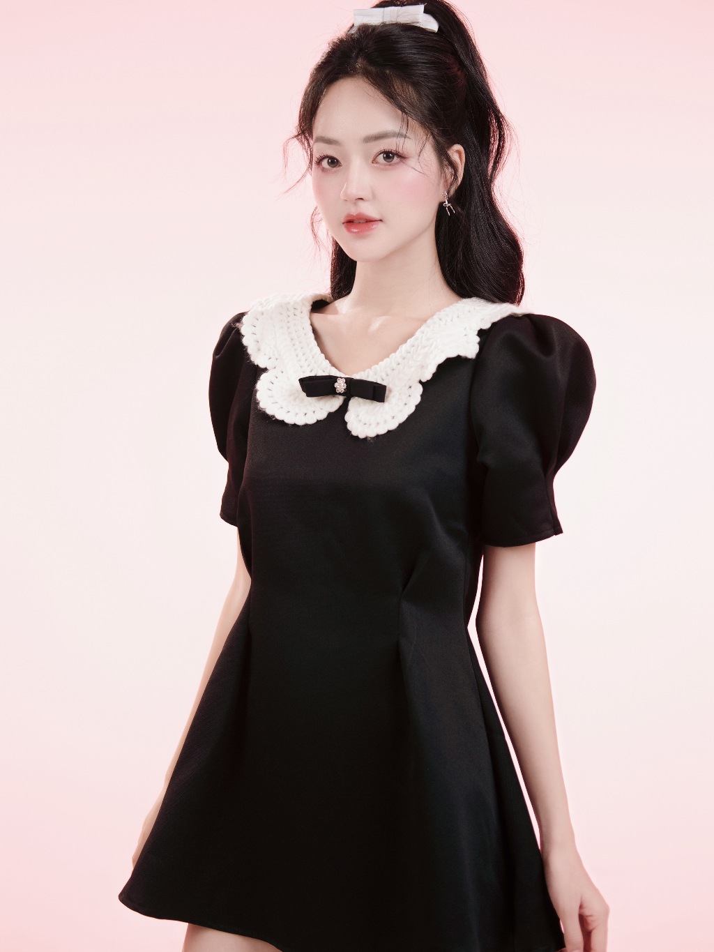 Váy tiểu thư tay bồng WENLY dress kèm cài nơ thiết kế AGUJA | Shopee ...