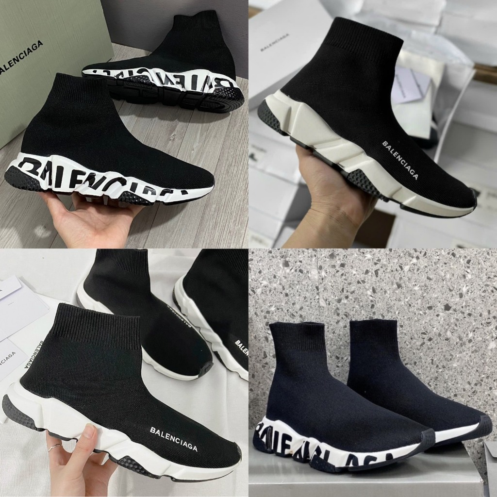Giày Balen Speed Trainer Cổ Chun Bản 2.0 Graffiti ‘Black’, Giày Cổ Cao ...