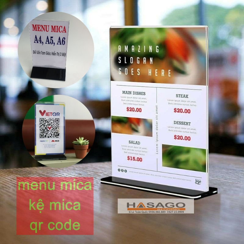 Kệ Mica Menu Mica A4 A5 A6 standee mica Bảng Mica Để Bàn Kệ Mica Trưng ...