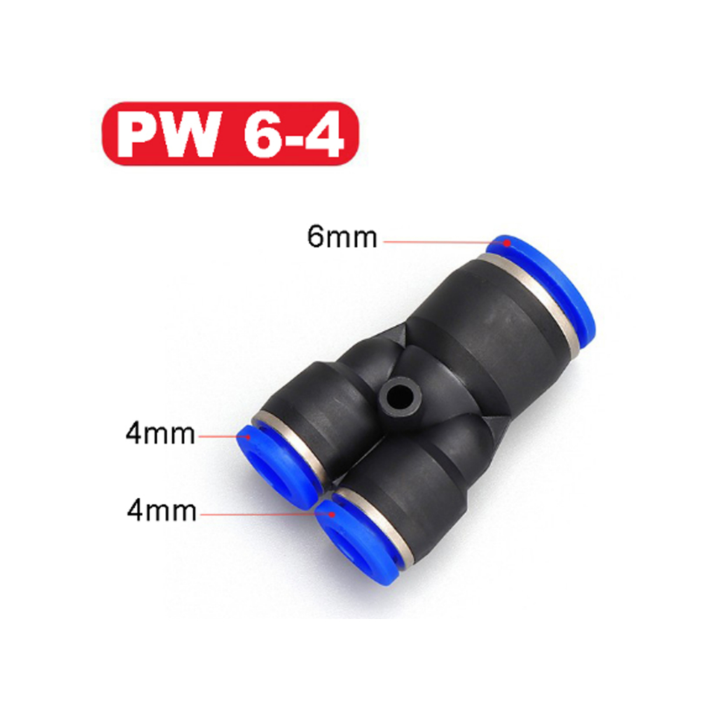 Cút nối nhanh khí nén lệch PW (PN) - Đầu nối chữ Y lệch - Cút nối lệch chữ Y PW6/ PW8/ PW10 ...