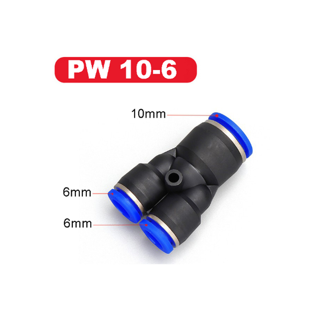 Cút nối nhanh khí nén lệch PW (PN) - Đầu nối chữ Y lệch - Cút nối lệch chữ Y PW6/ PW8/ PW10 ...
