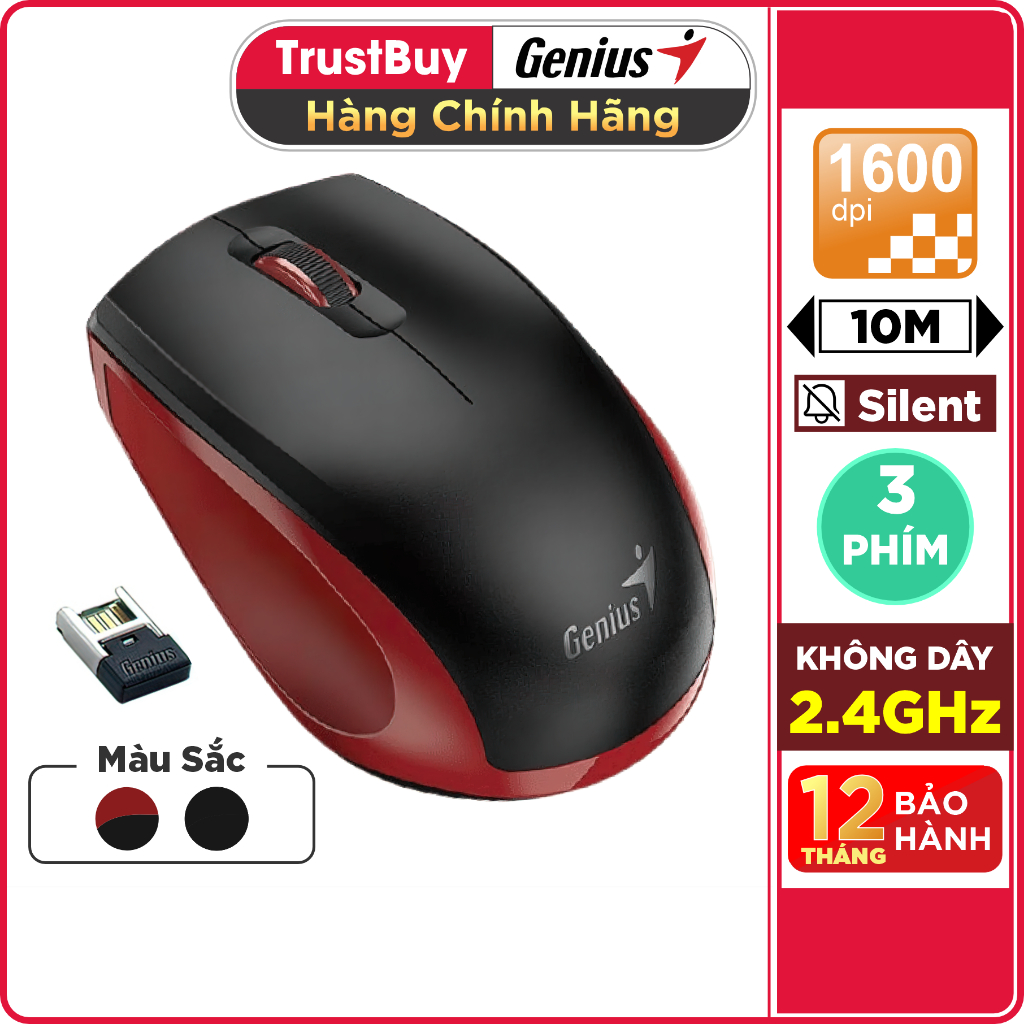 Chuột Không Dây Silent Wireless Công Thái Học Genius NX-8006S - Hàng ...