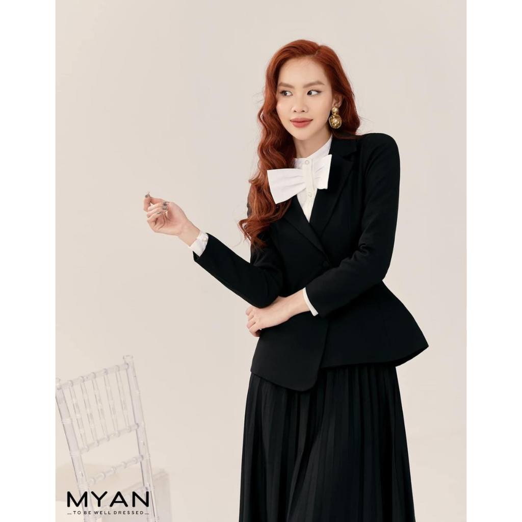 MYAN DESIGN Áo Khoác Blazer Cổ Vest Vạt Lệch Avn022304 | Shopee Việt Nam