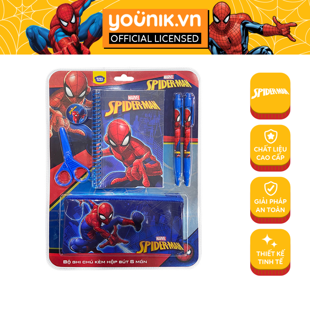 Bộ ghi chú kèm hộp bút 6 món Spider Man | Shopee Việt Nam