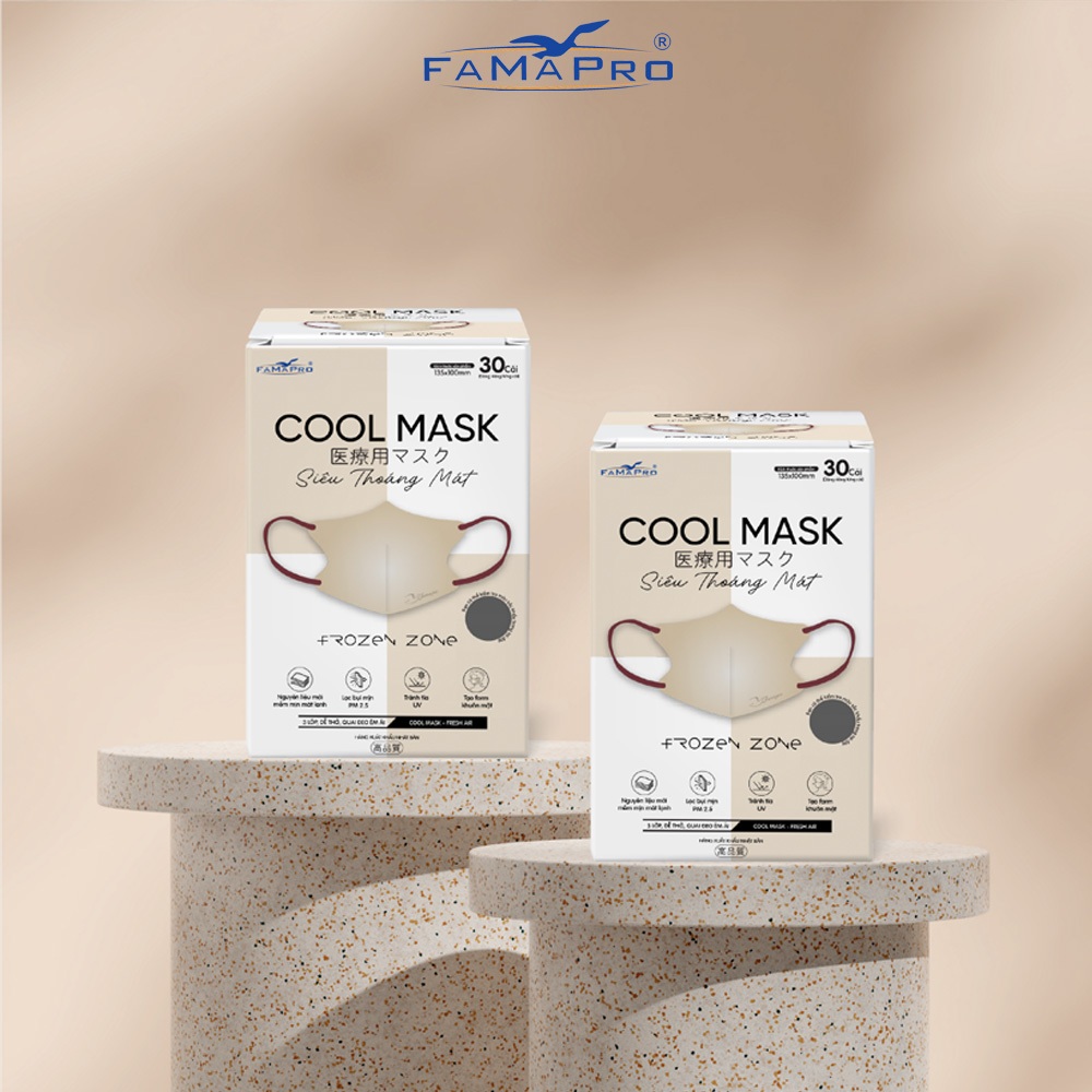 [Combo 5hộp] Khẩu trang kháng khuẩn cao cấp 3 lớp Cool Mask Famapro hộp ...