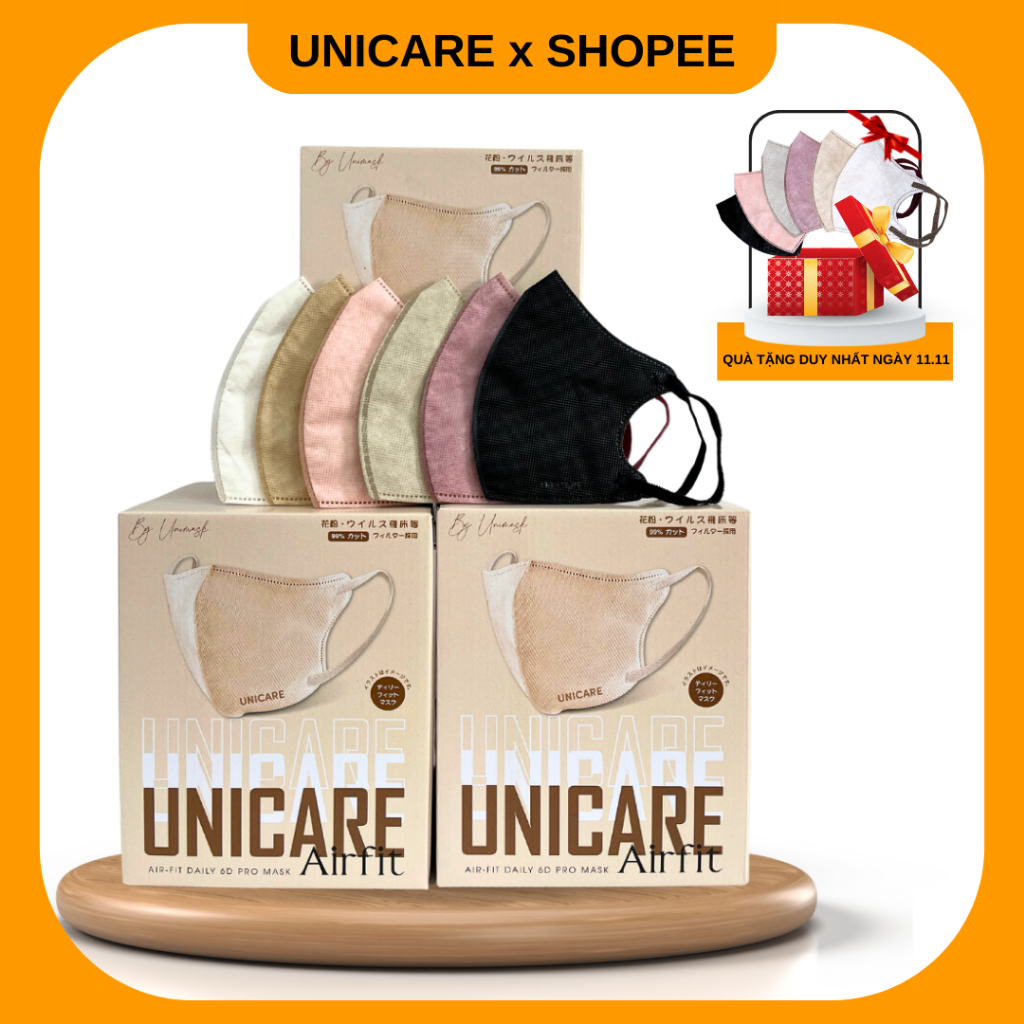 UNICARE 150c Khẩu Trang 6D Pro Mask Chính Hãng 3 Lớp Kháng Khuẩn 6 Màu ...