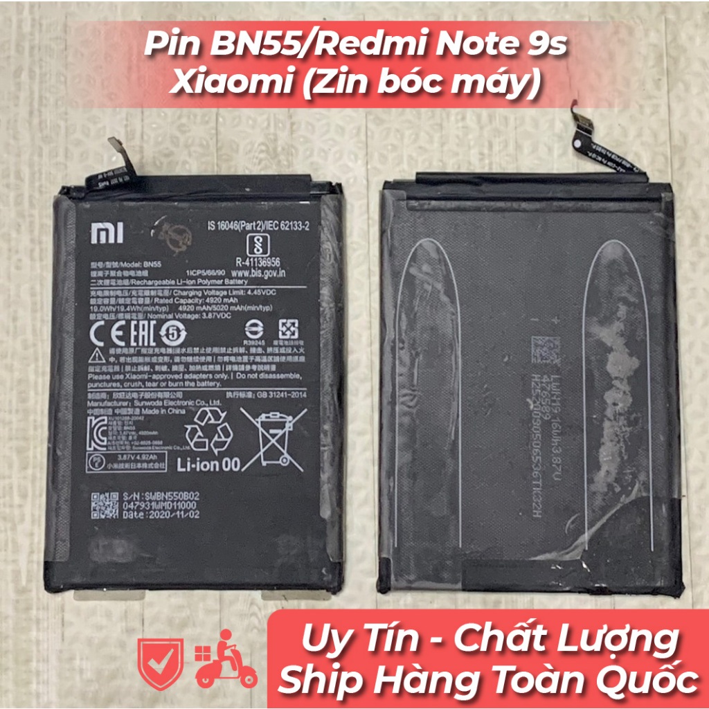 Pin BN55/Redmi note 9s Xiaomi (zin bóc máy) | Shopee Việt Nam