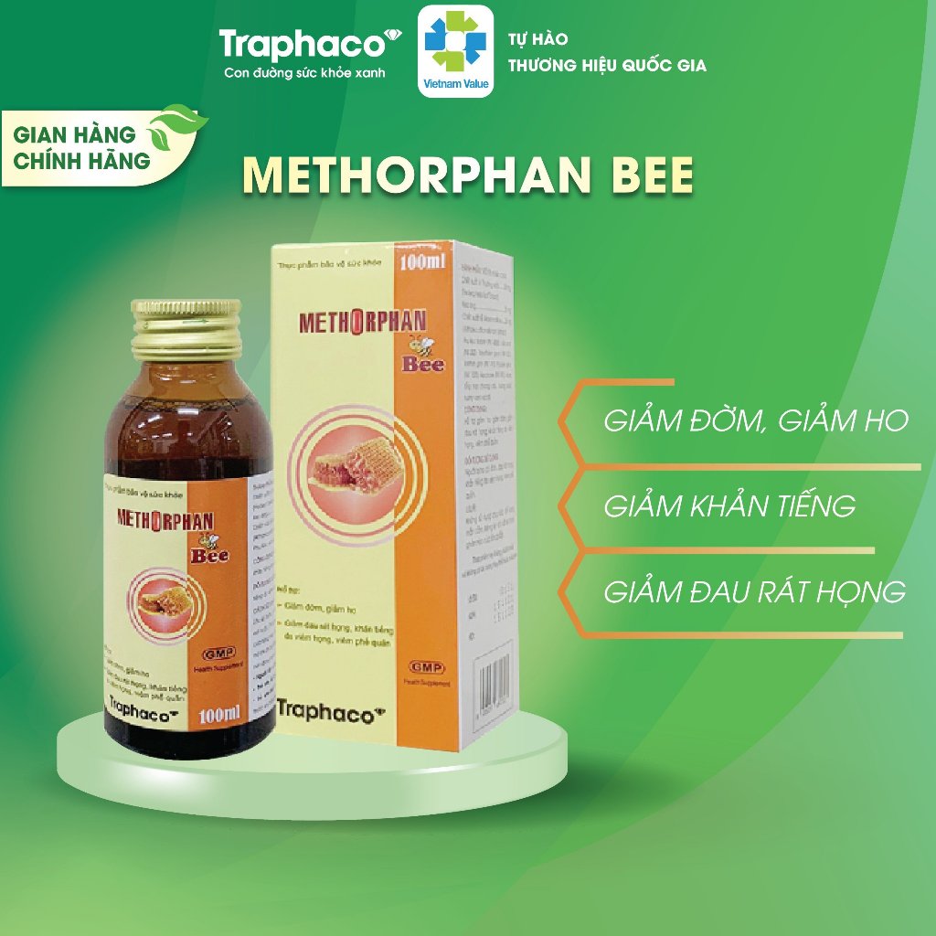 Siro Giảm Ho Methorphan Bee Traphaco - Hỗ Trợ Giảm Ho, Đau Rát Họng ...