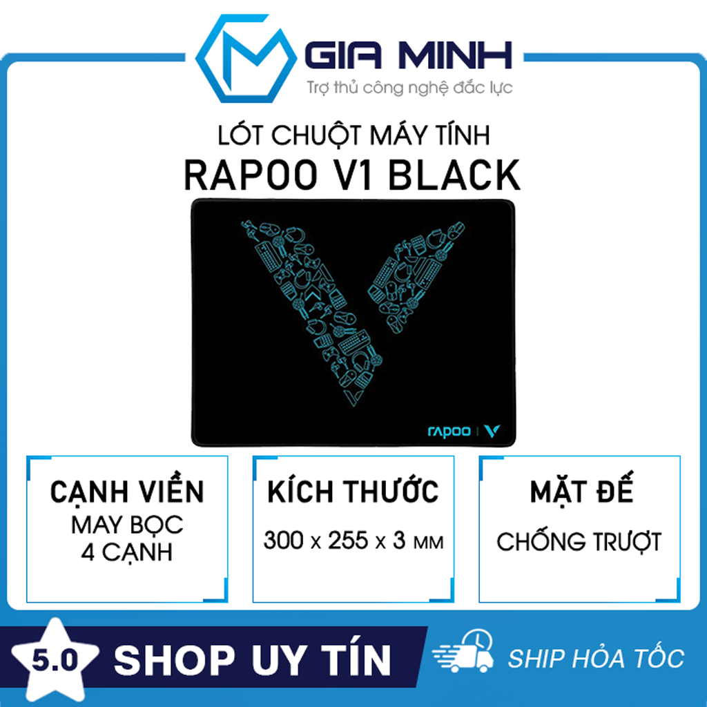 Lót Chuột Rapoo V1 Black - Kích Thước 300 x 255mm - Bọc Viền Chống ...
