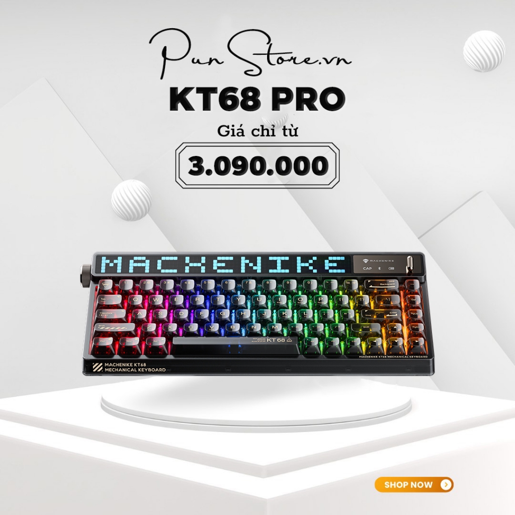 [SẴN HÀNG] Bàn Phím Cơ Machenike KT68 Pro | Màn Hình LED Full | Núm ...