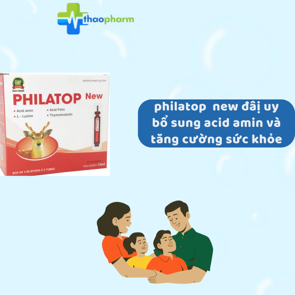 Phylatop new gồm các loại vitamin và acid amin giúp tăng khả năng mienx ...