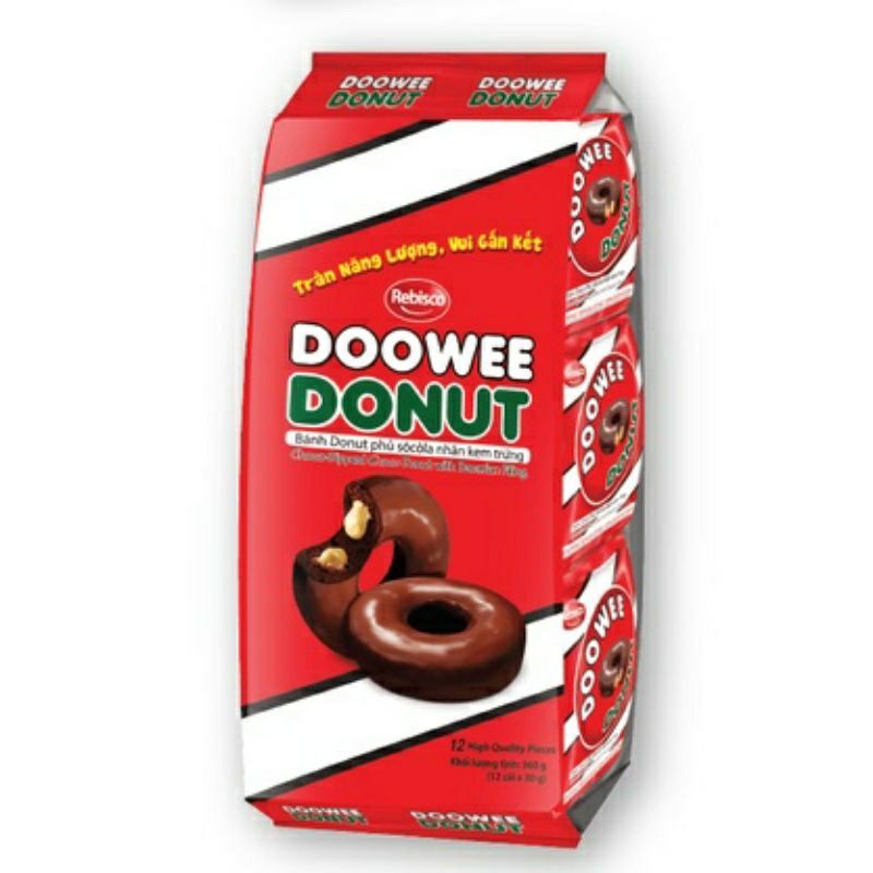 Bánh Donut Doowee 348g (12 cái) phủ socola nhân | Shopee Việt Nam