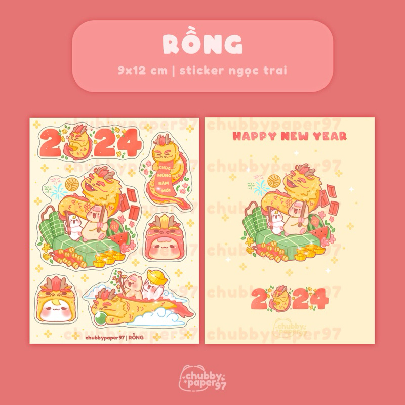 [LIMITED] Sticker/ hình dán chủ đề RỒNG 2024 | chubbypaper97 | Shopee ...