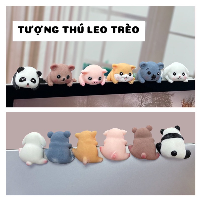 Tượng mini thú leo trèo trang trí màn hình máy tính, bể cá, kệ sách ...