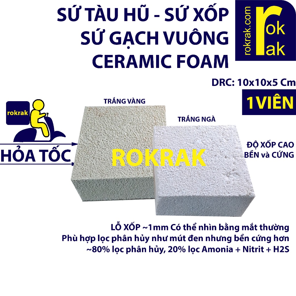 SỨ TÀU HŨ - SỨ XỐP VUÔNG (CERAMIC FOAM) Size NHỎ 10x10x5 Cm Siêu Xốp ...