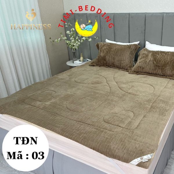 Nệm topper dày nỉ nhung Happiness, đệm topper chính hãng, cao cấp kích ...
