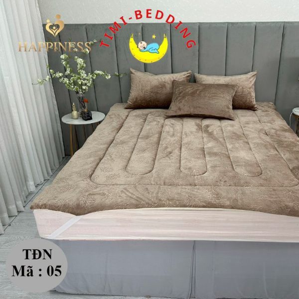 Nệm topper dày nỉ nhung Happiness, đệm topper chính hãng, cao cấp kích ...