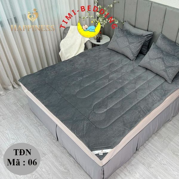 Nệm topper dày nỉ nhung Happiness, đệm topper chính hãng, cao cấp kích ...