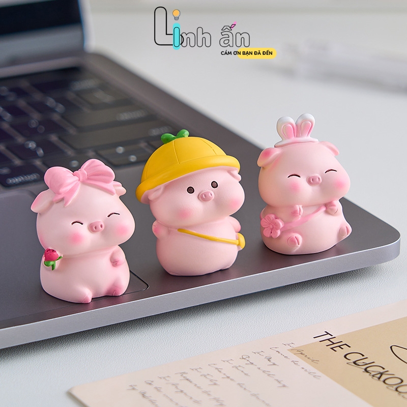 Heo Mini Để Bàn - Tượng mô hình chú heo nhỏ dễ thương trang trí Taplo Ô ...