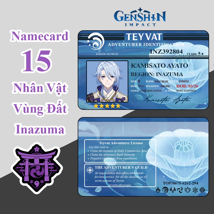 [ Nhân Vật Inazuma ] Thẻ Card Bo Góc Genshin Impact Tặng Sleeve Bảo Vệ ...