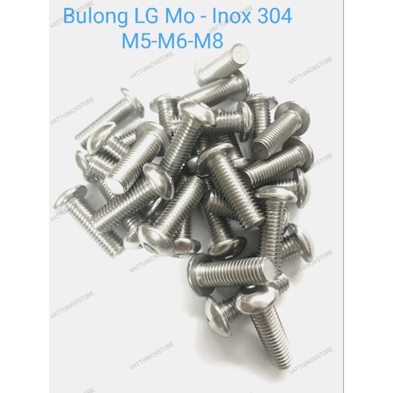 Bulong lục giác Mo (đầu tròn) INOX 304 - M5, M6, M8 (10 con) | Shopee Việt Nam