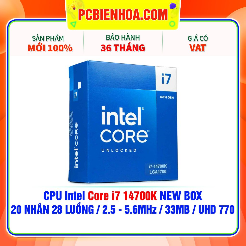 CPU - Bộ Vi Xử Lý Intel Core i7 14700K New Box - 36 tháng | Shopee Việt Nam