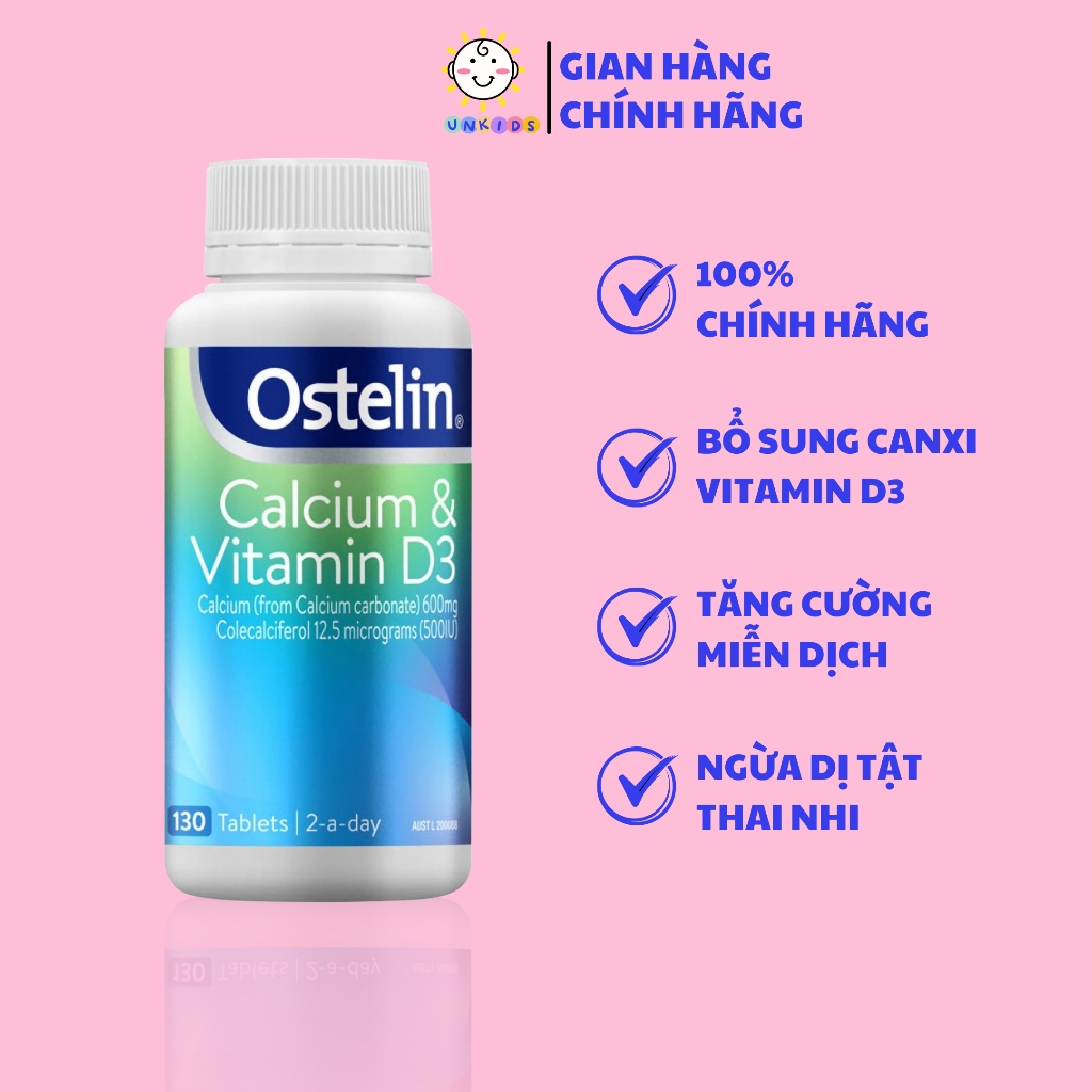 Canxi bầu Ostelin Calcium & Vitamin D3 bổ sung vitamin d3, canxi cho bà bầu giúp phát triển ...