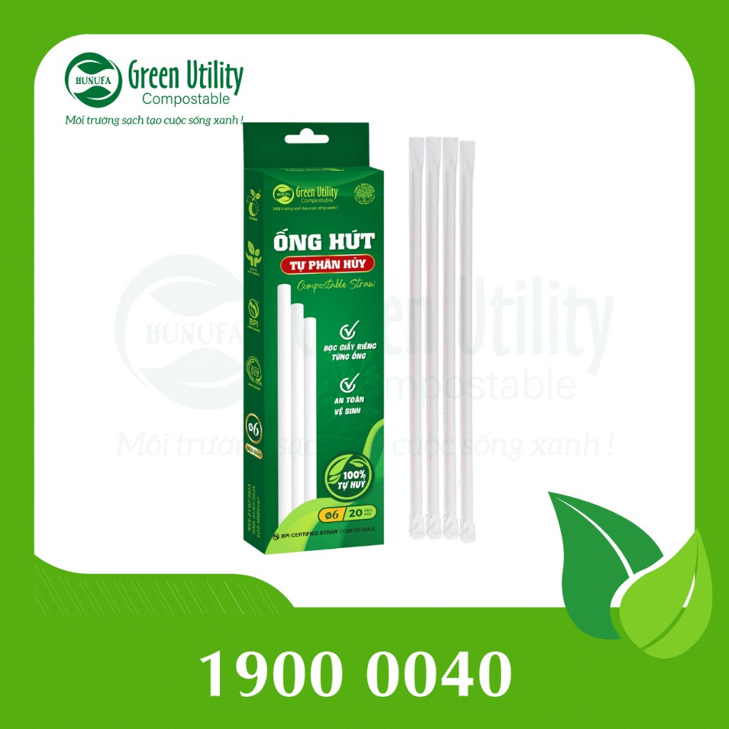 Ống hút tự phân huỷ sinh học dùng một lần cao cấp Hunufa Compostable ...