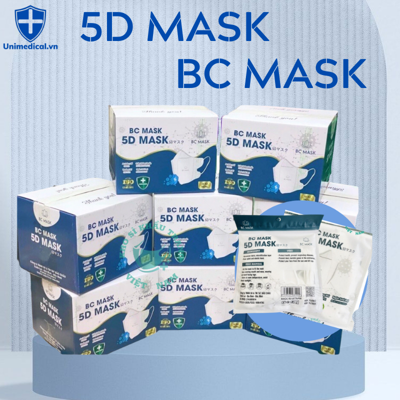 |50 chiếc | Khẩu trang 5D BC Mask nhiều màu 3 lớp kháng khuẩn SỈ KHẨU ...