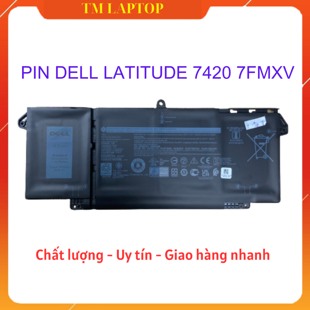 Pin laptop Dell Latitude 5320 7320 7420 7520, 7FMXV 63WH (ZIN) – 4 CELL ...