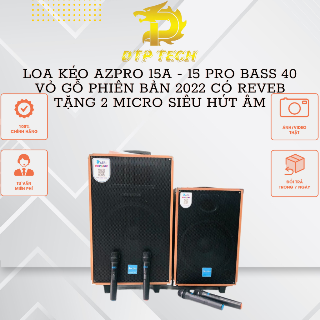 Loa Kéo AZpro 15A - 15 pro Bass 40 vỏ gỗ phiên bản 2022 Có REVEB tặng 2 ...