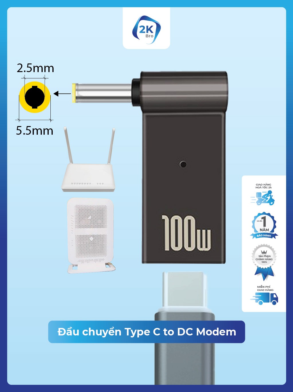 Đầu chuyển Type C to DC thay thế Adapter Modem Wifi | Shopee Việt Nam