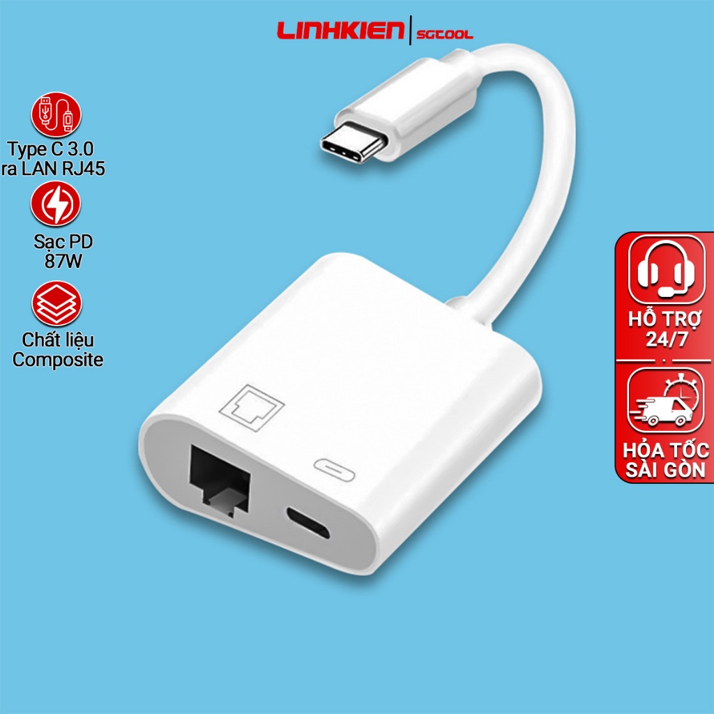Cáp chuyển USB Type C ra cổng LAN RJ45 tốc độ cao cho Laptop, Macbook ...
